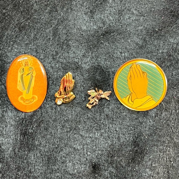 Vintage | Accessories | Vintage Religious Catholic Enamel Pins Praying ...